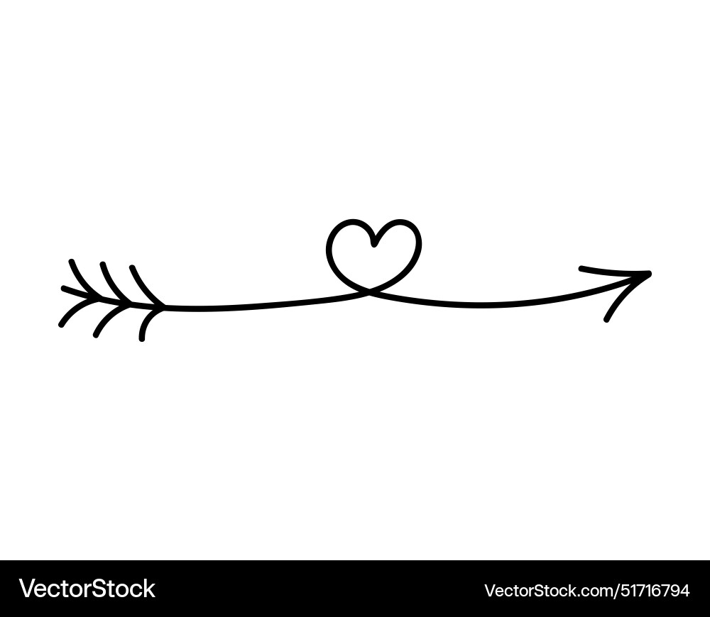 Cute doodle arrow with heart Royalty Free Vector Image