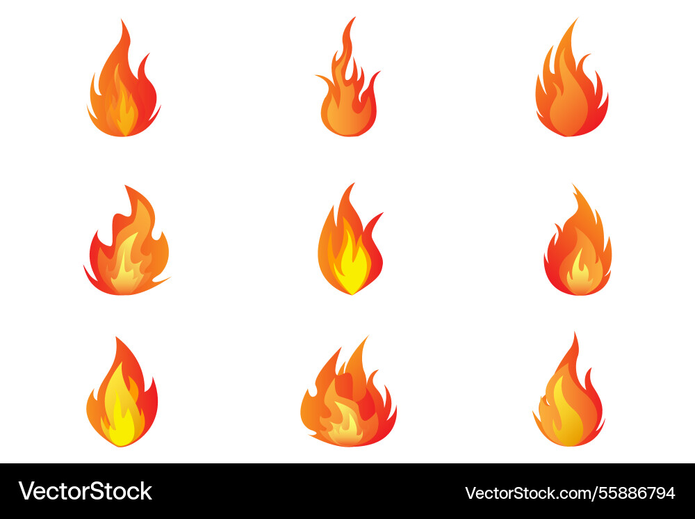 Fire icons set symbol design Royalty Free Vector Image