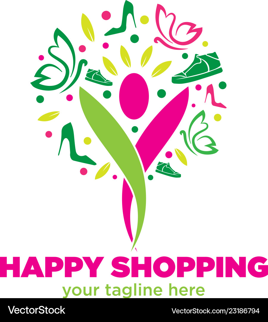 Happy Shopping Logo Concepts Royalty Free Vector Image