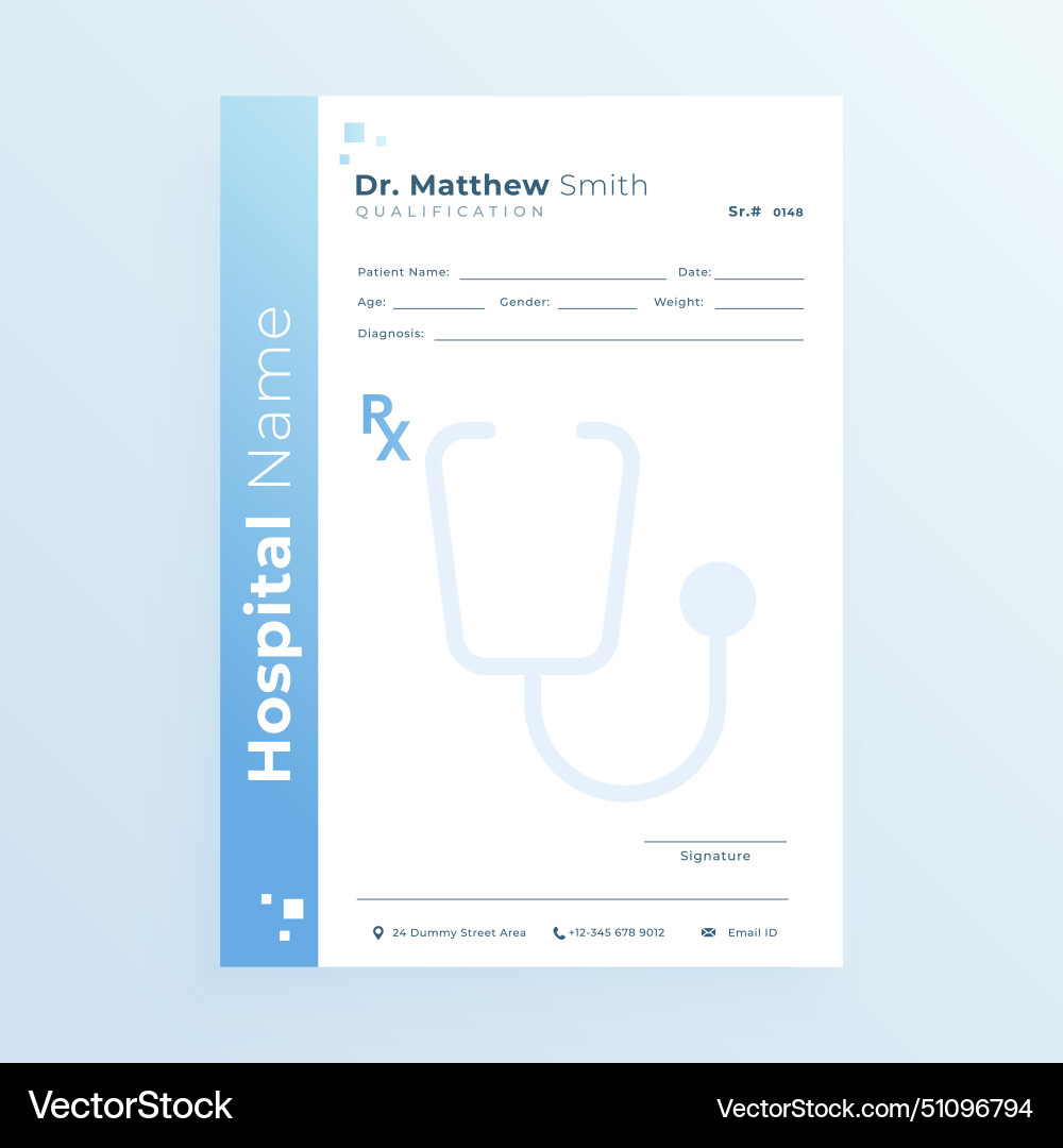 Professional rx prescription pad mockup Royalty Free Vector