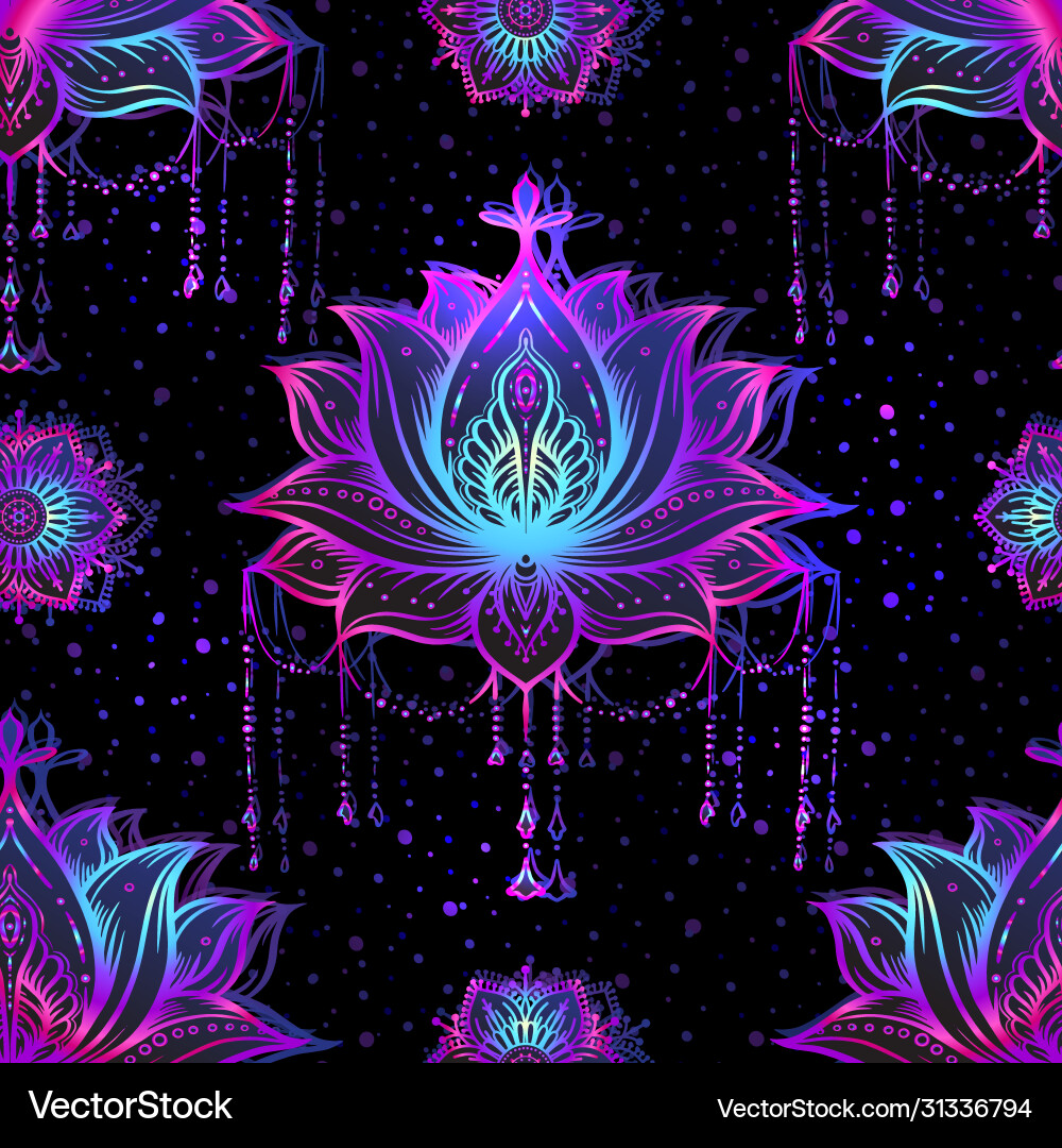 Seamless pattern with ornate lotus flower Vector Image