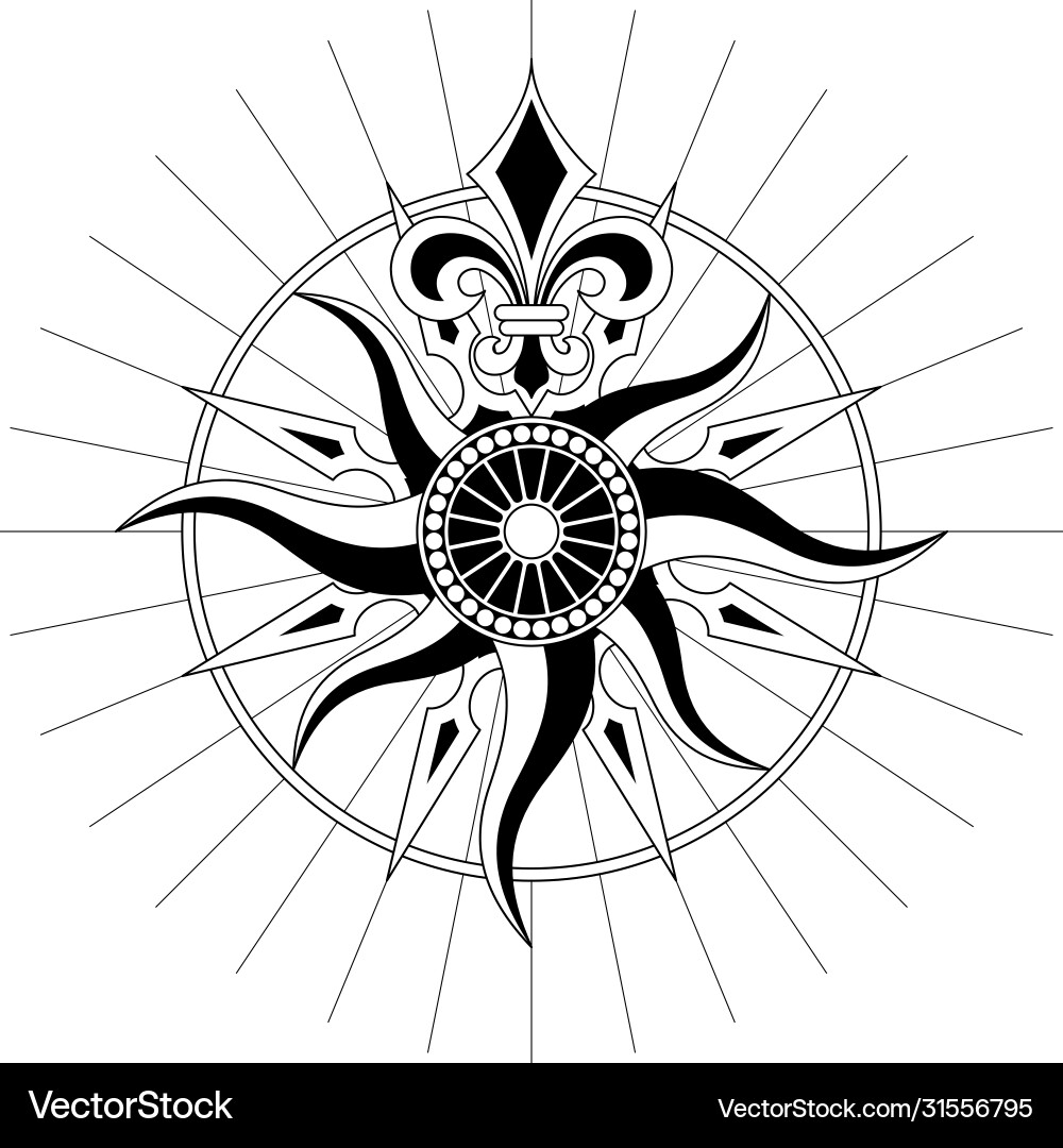 Antique compass rose Royalty Free Vector Image