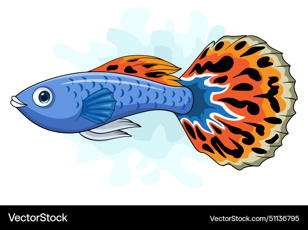 Cartoon guppy fish on white background Royalty Free Vector