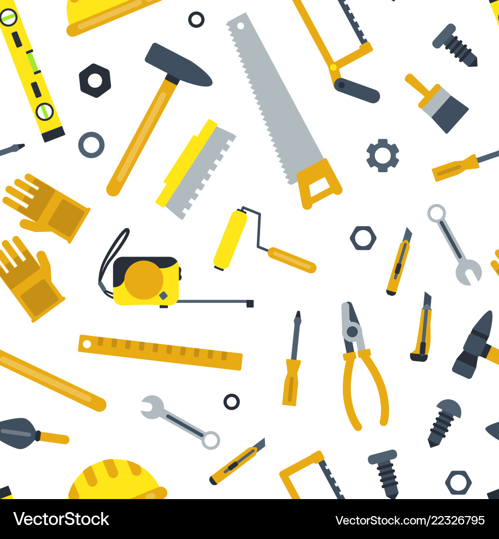 Flat construction tools pattern Royalty Free Vector Image