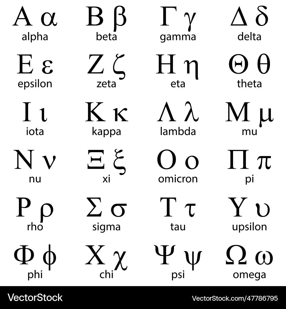 Greek alphabet letters on white background Vector Image