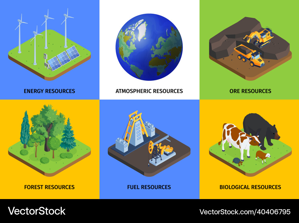 Natural resources isometric concept Royalty Free Vector Natural resources isometric concept Royalty Free Vector