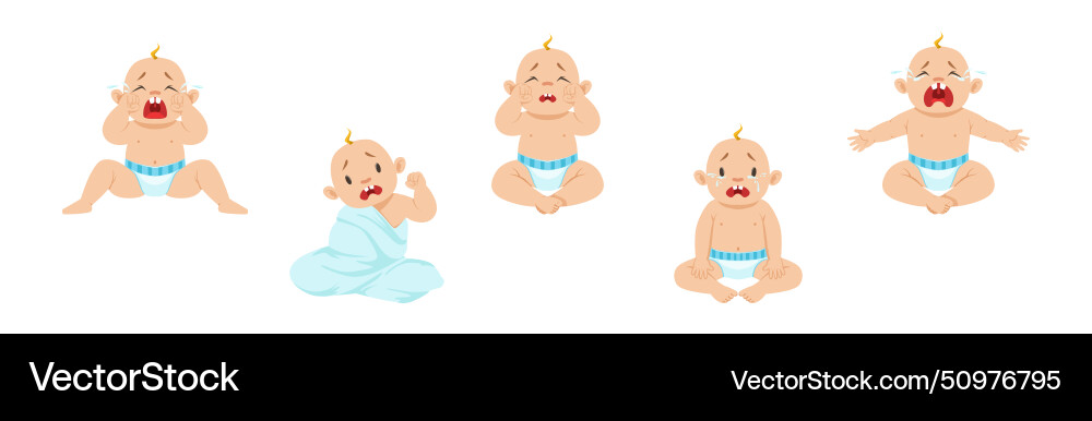 Newborn baby and infant kid emotion expression Vector Image