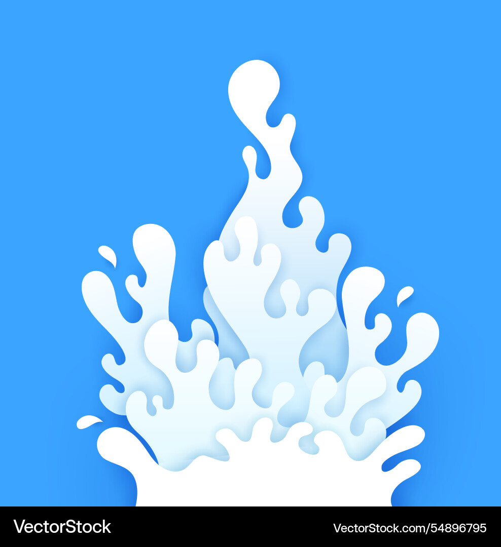 Paper cut milk splash wave flow for dairy product Vector Image
