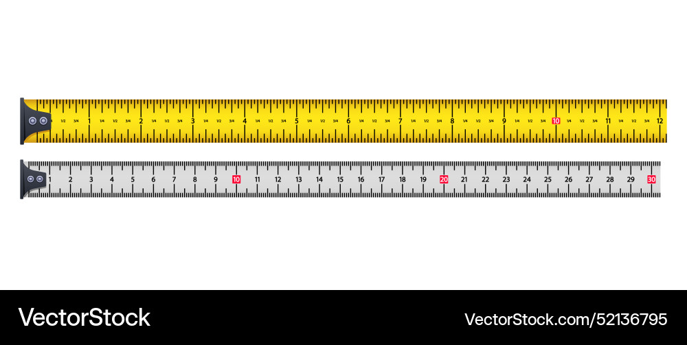 Two measuring rulers one in yellow Royalty Free Vector Image