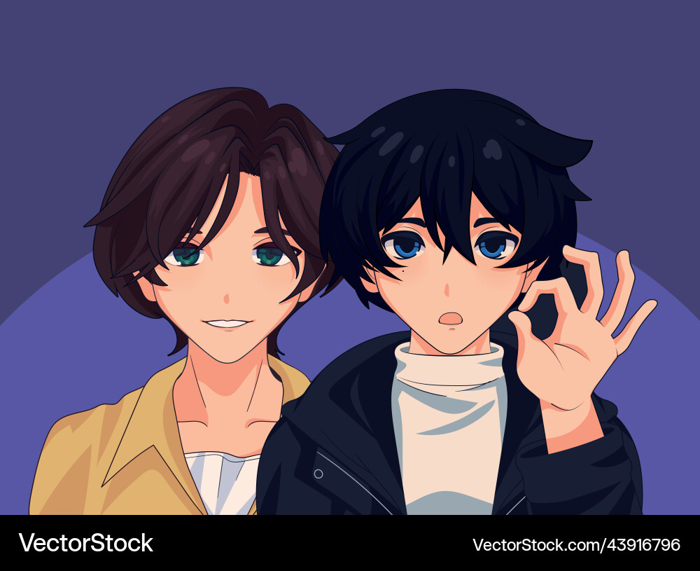 Anime male characters Royalty Free Vector Image