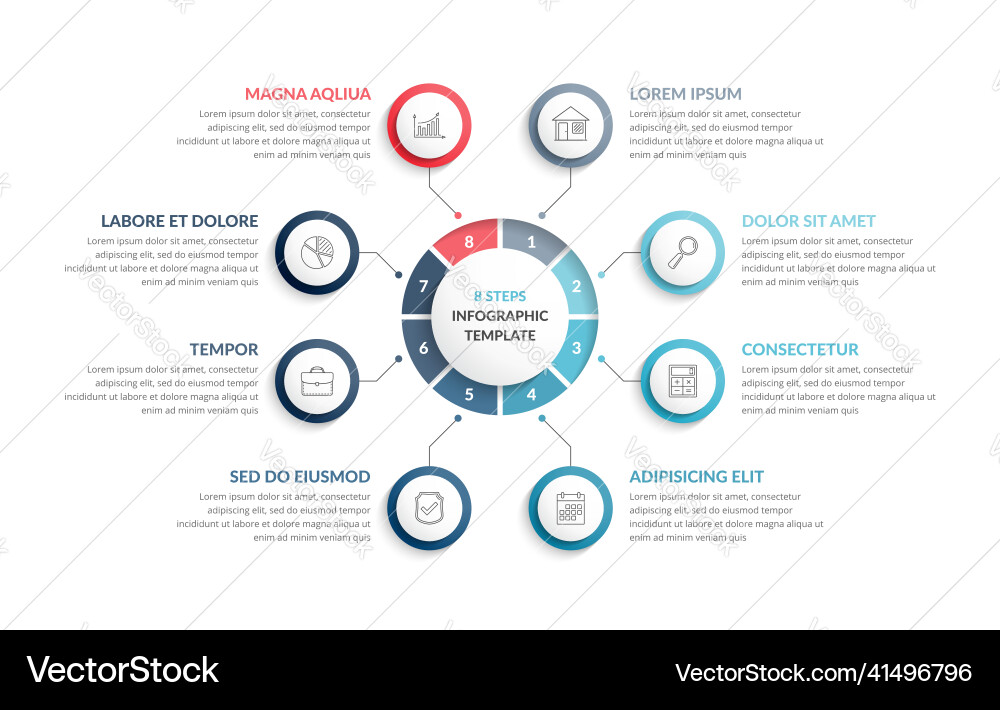 Circle infographics - eight elements Royalty Free Vector