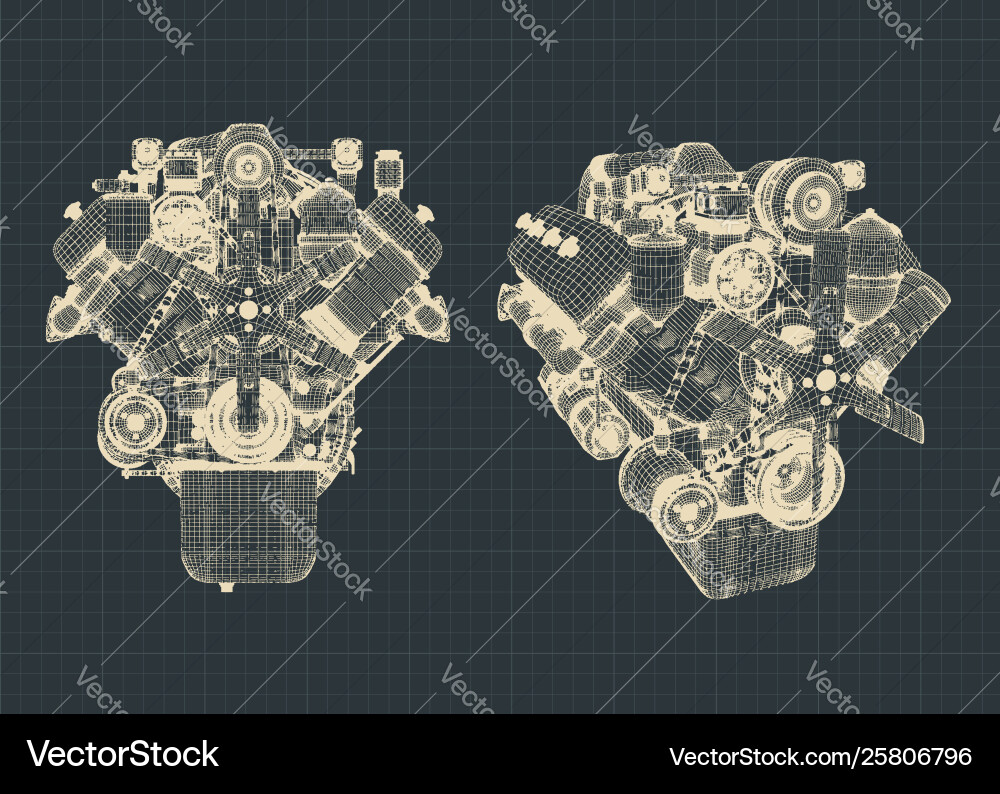 Engine blueprints Royalty Free Vector Image - VectorStock