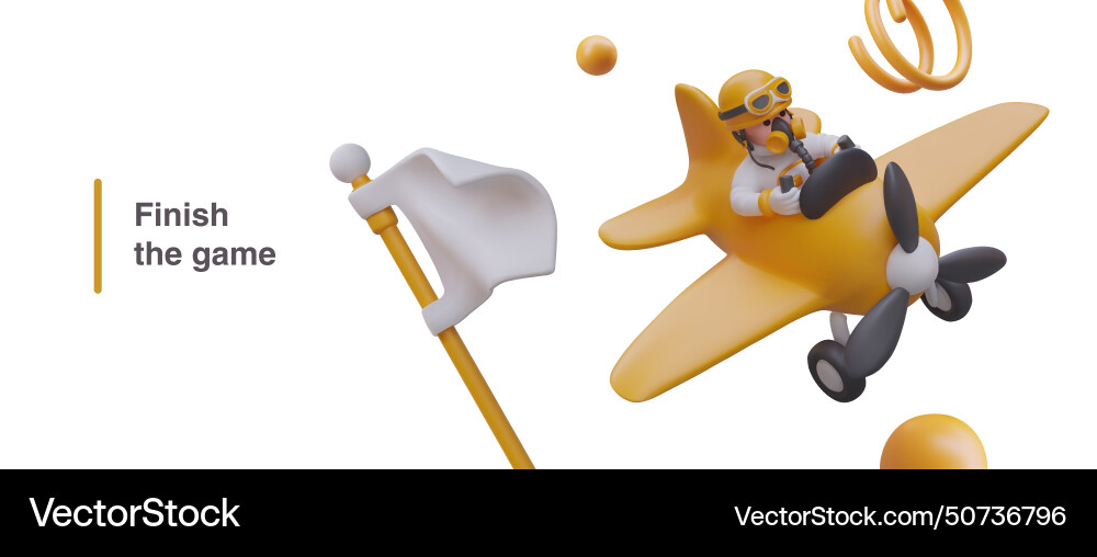 Finish game concept airplane and cartoon Vector Image