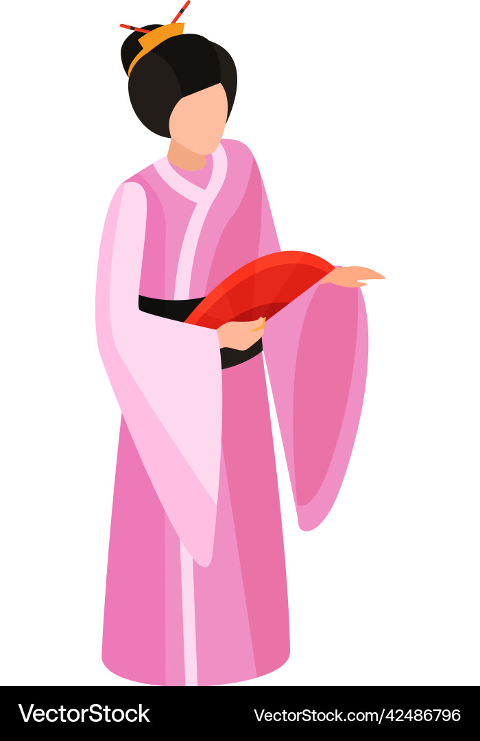 Japan traditional woman composition Royalty Free Vector