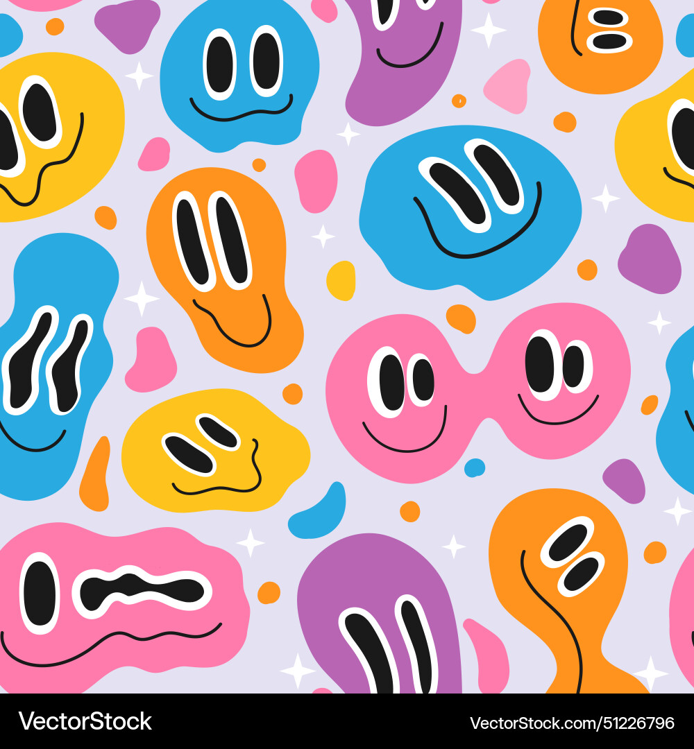 Melting smile face trippy melted psychedelic Vector Image