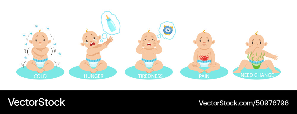 Newborn baby and infant kid emotion expression Vector Image
