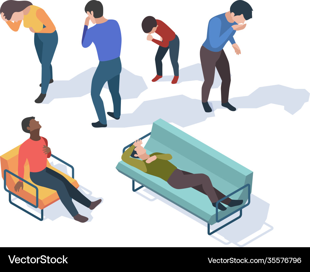 Sick People Isometric Medical Characters Vector Image