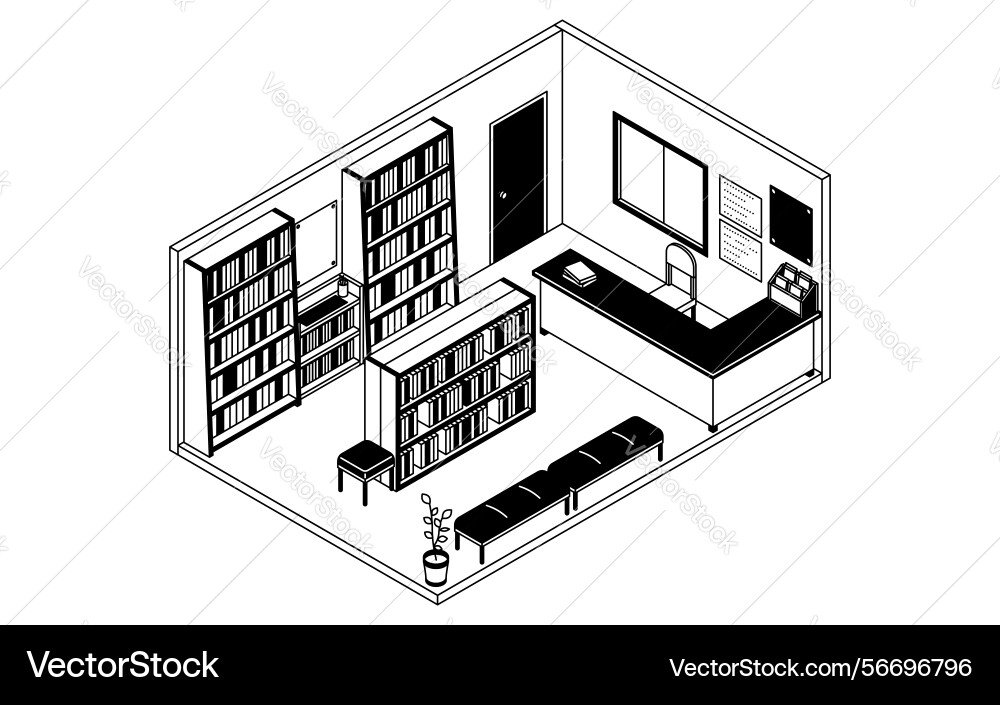 Simple and cute isometric line drawing Royalty Free Vector