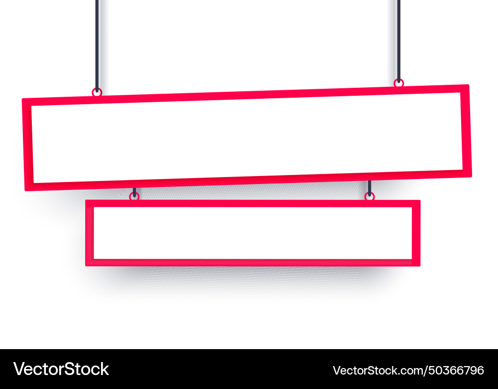 Two hanging blank sign with red frame Royalty Free Vector