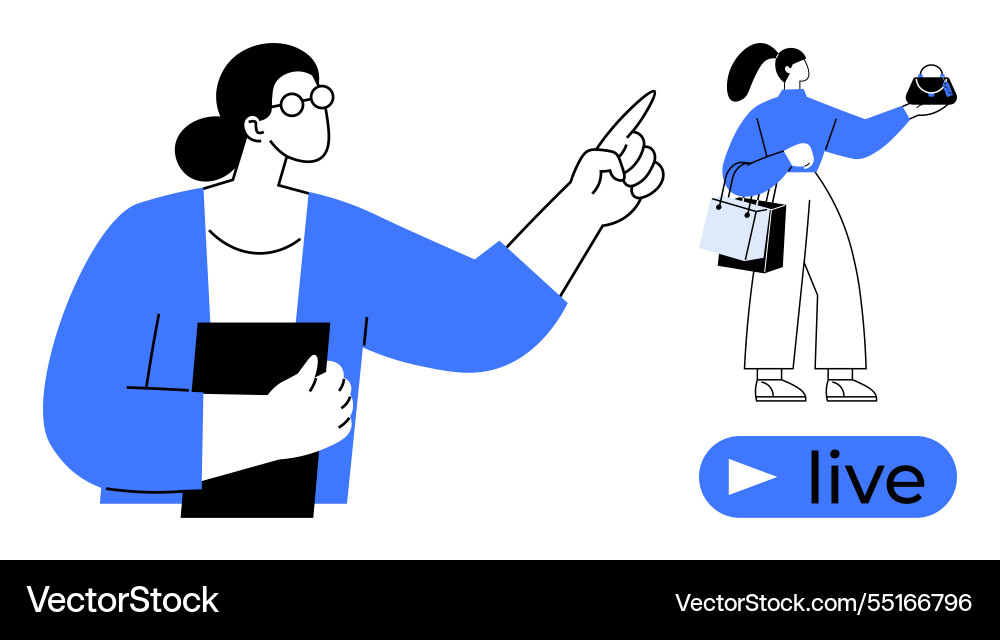 Two individuals engaging one with tablet giving Vector Image