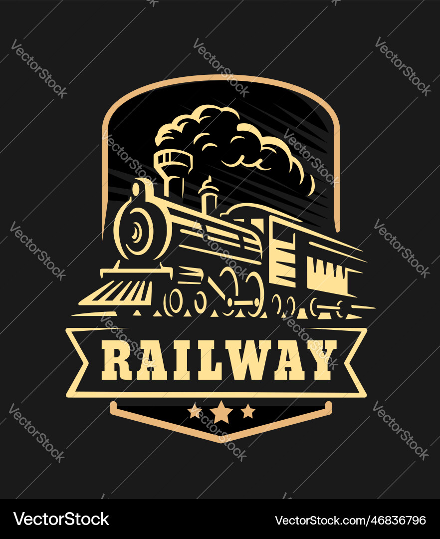 Vintage Train Emblem - Black Background Royalty Free Vector
