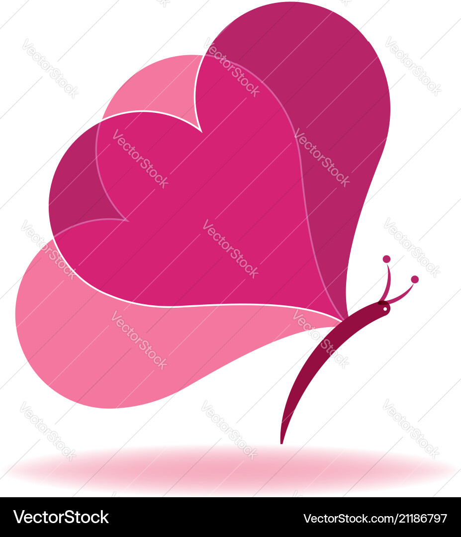 Butterfly heart shape abstract icon Royalty Free Vector