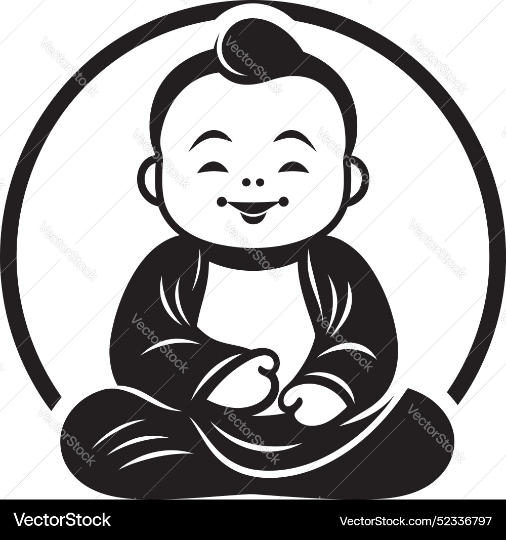 Chibi serenity buddha iconic emblem bliss Vector Image