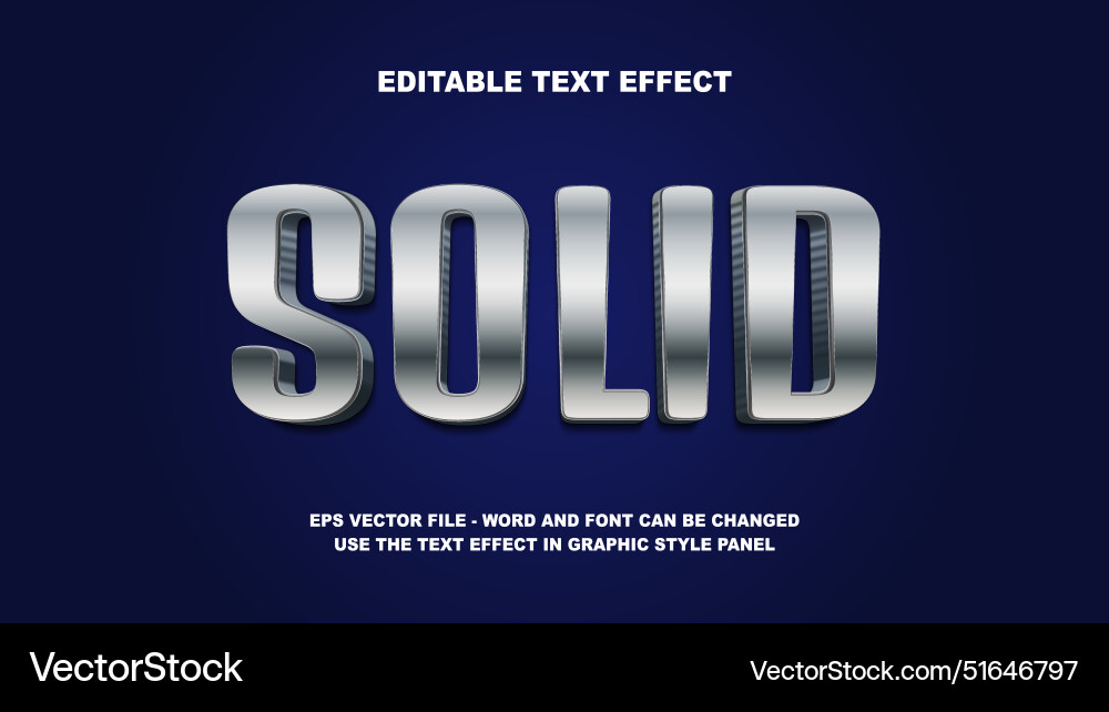 Editable text effect solid 3d template Royalty Free Vector