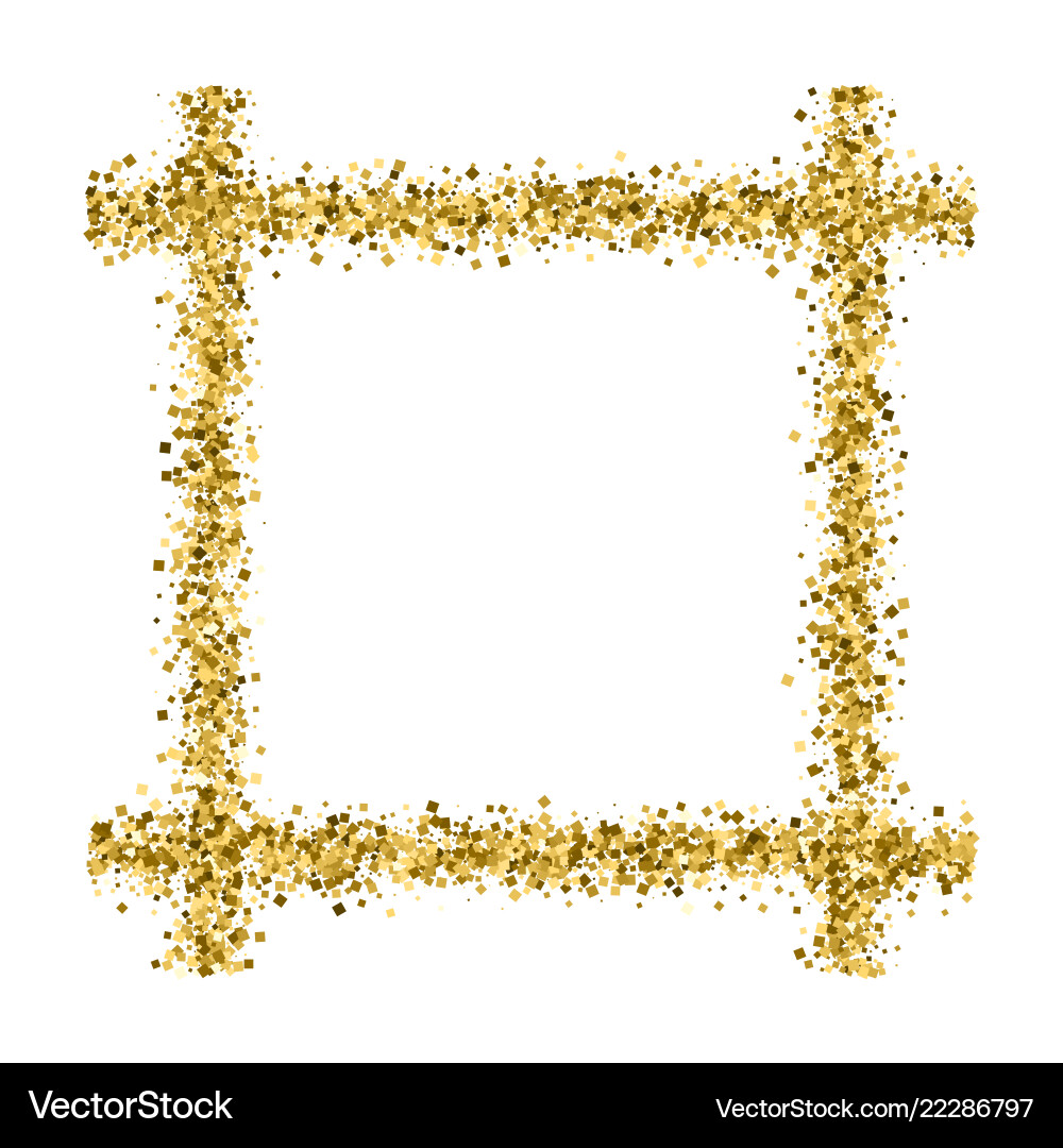 Gold frame glitter texture isolated on white Vector Image