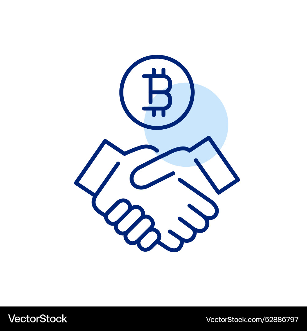 Handshake and bitcoin symbol cryptocurrency Vector Image