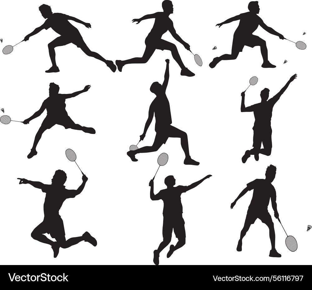 Male badminton player silhouette Royalty Free Vector Image