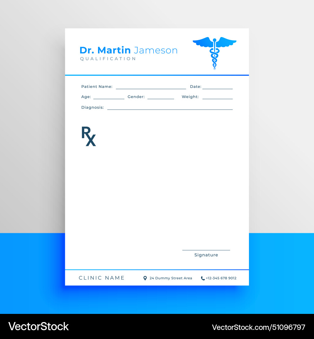 Modern blank rx prescription form brochure Vector Image