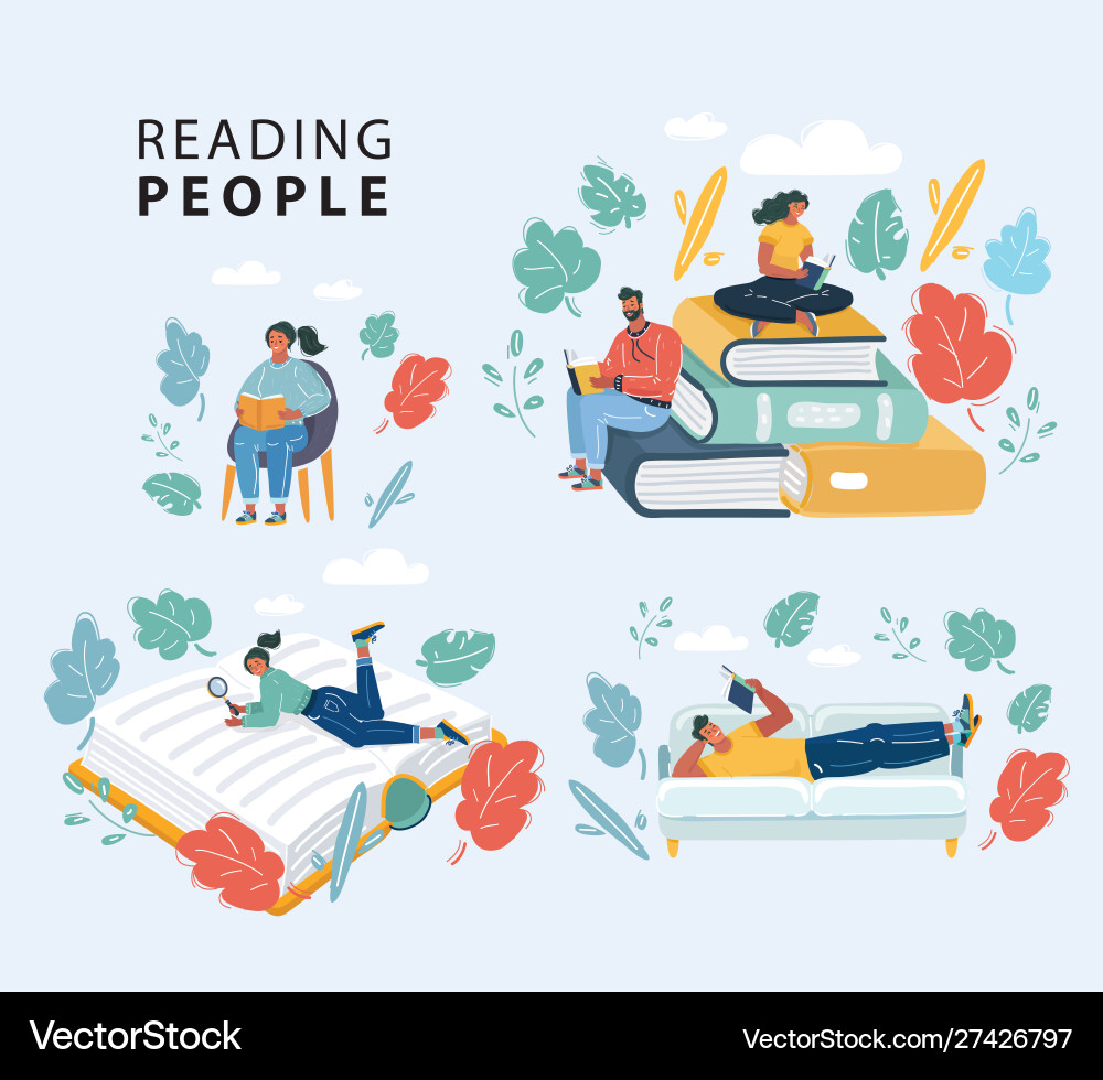 People reading books Royalty Free Vector Image