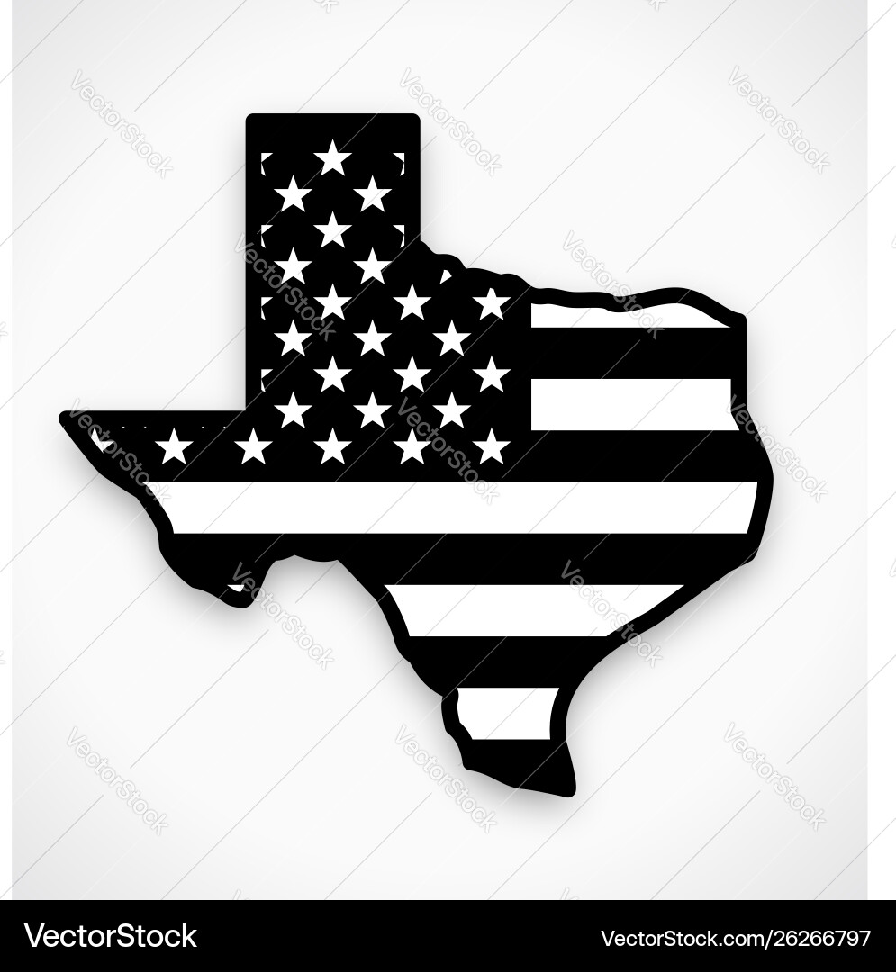 Texas tx state america flag map black and white Vector Image