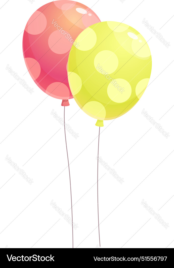 Two colorful balloons with polka dots floating Vector Image