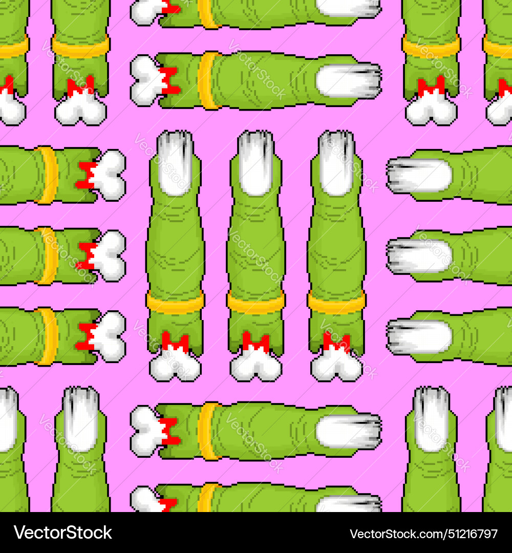 Zombie finger pixel art pattern seamless 8 bit Vector Image