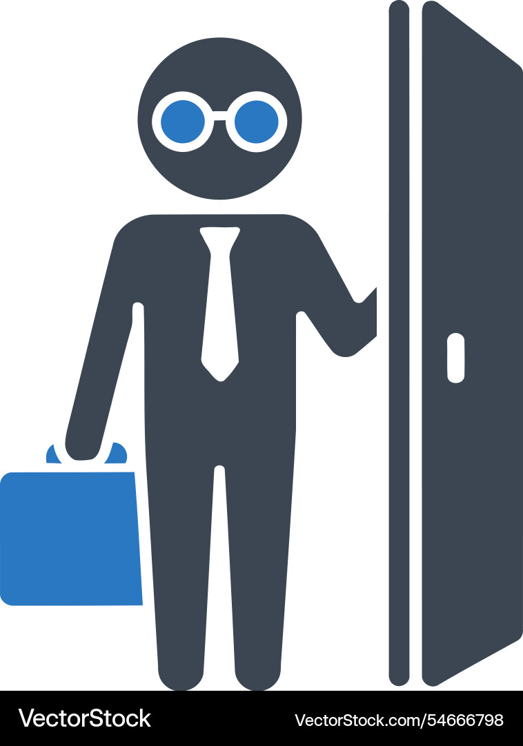 Businessman arrival door icon Royalty Free Vector Image