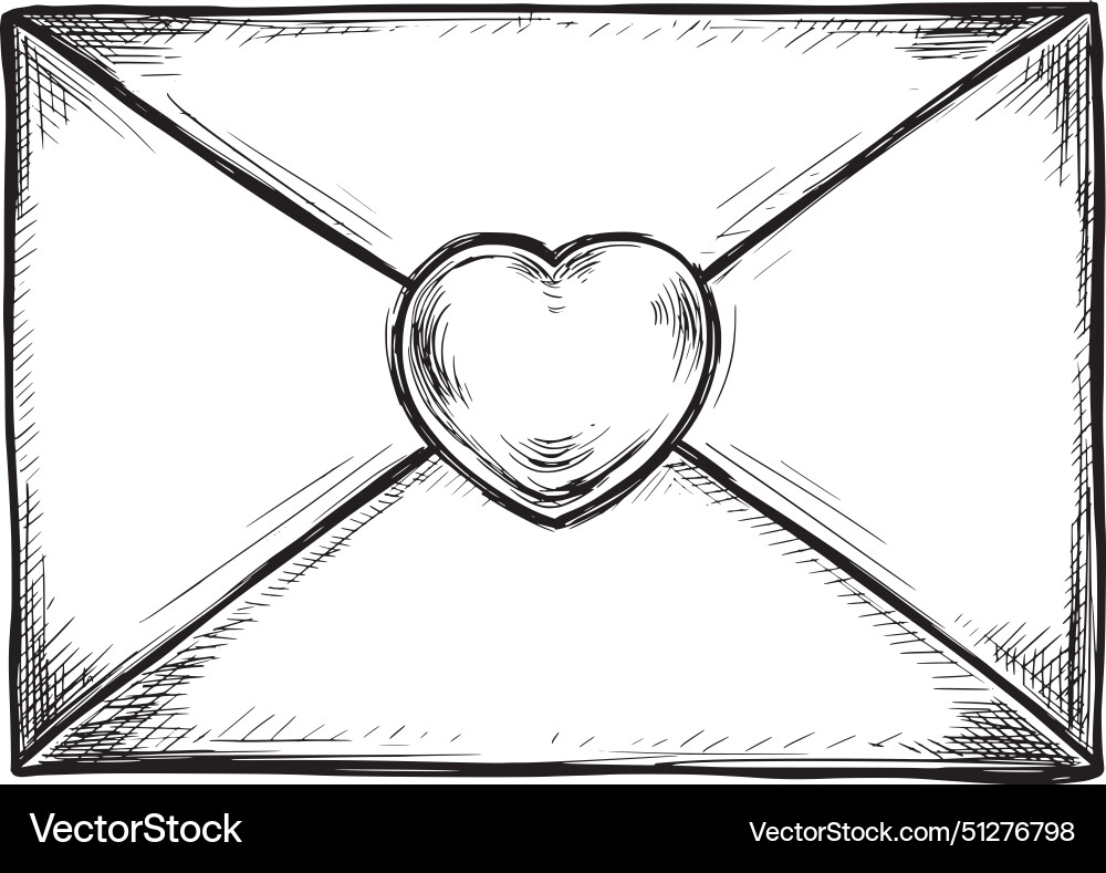 Love letter vintage sketch drawing Royalty Free Vector Image