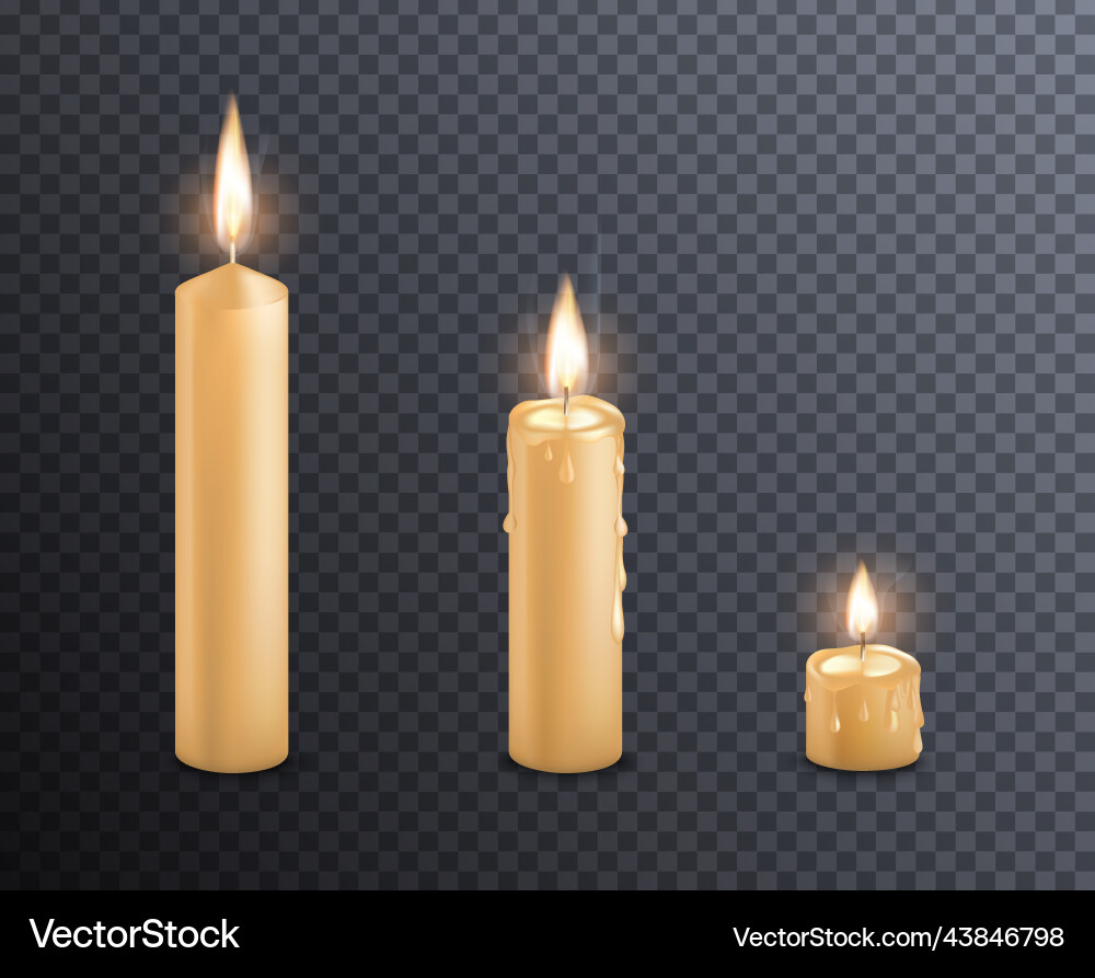 Melting candles realistic set Royalty Free Vector Image