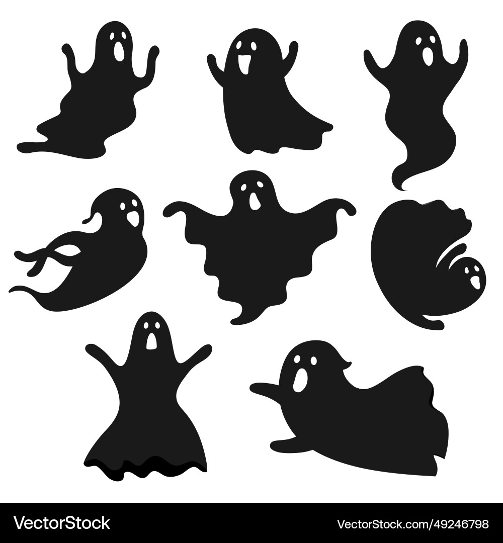 Set of creepy ghosts scary ghost monsters Vector Image