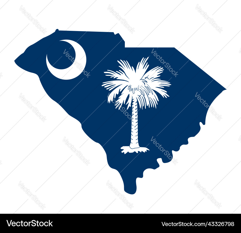 South carolina flag in state shape icon Royalty Free Vector