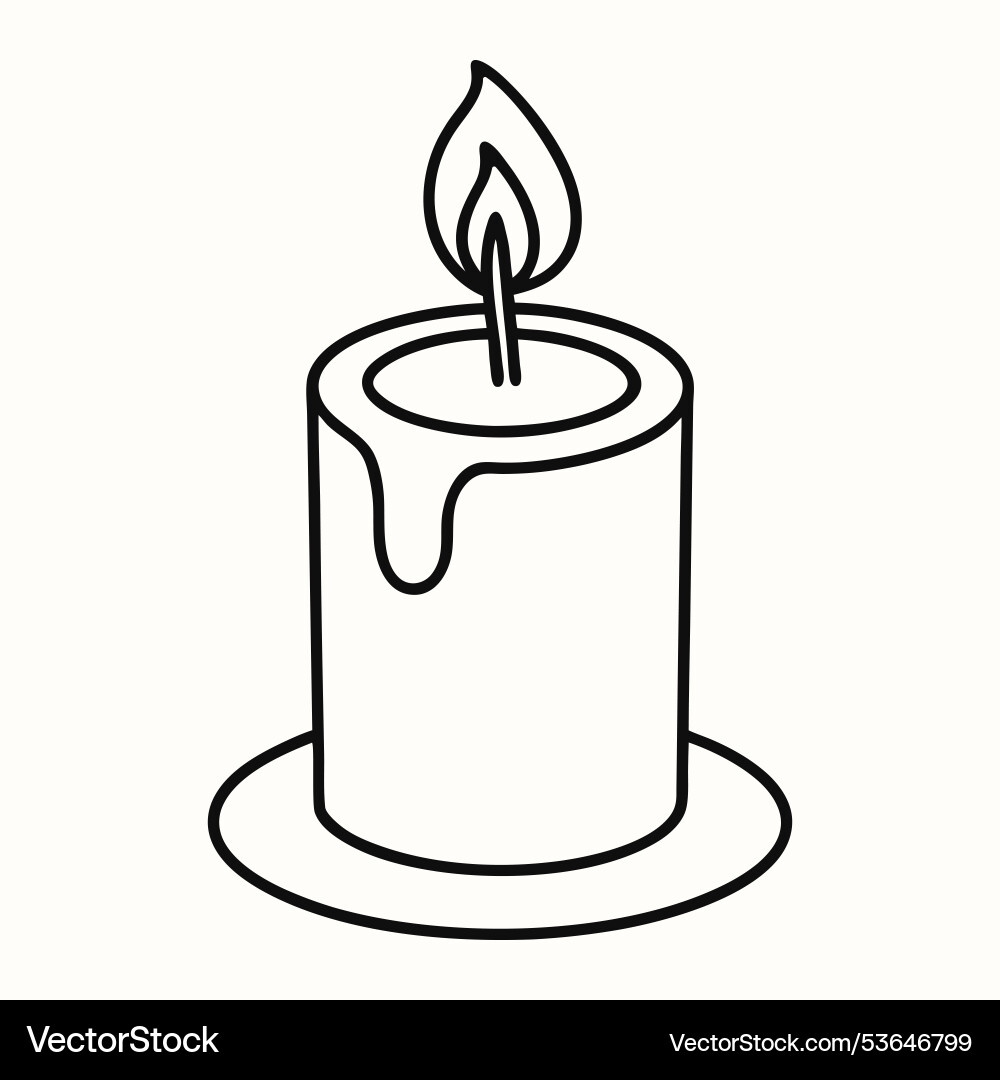 Burning candle line icon simple candlelight sign Vector Image