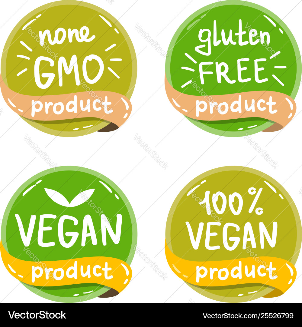 Eco Bio Bio Logos Aufkleber Set Lizenzfreies Vektorbild