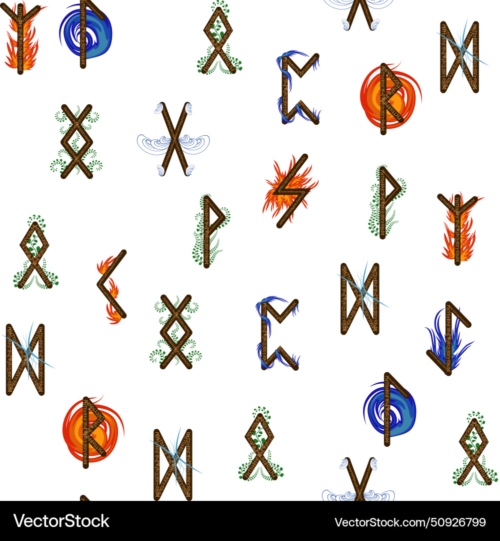 Hand drawn runic letters seamless pattern Vector Image