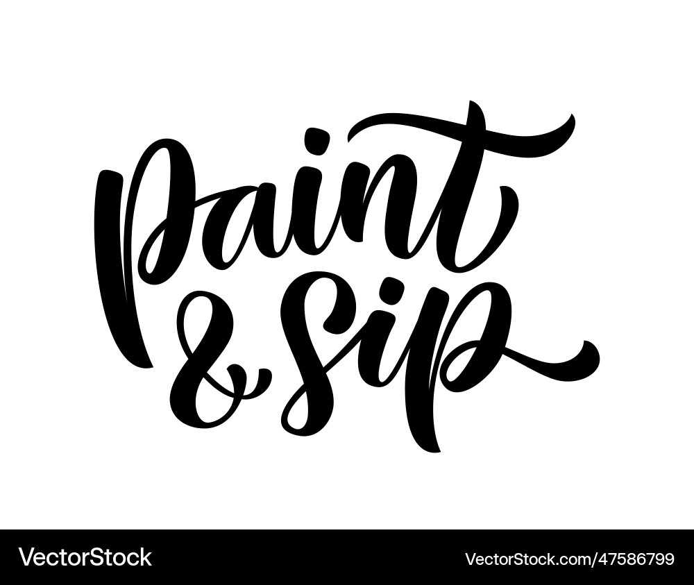 Paint and sip text fun party with wine Royalty Free Vector