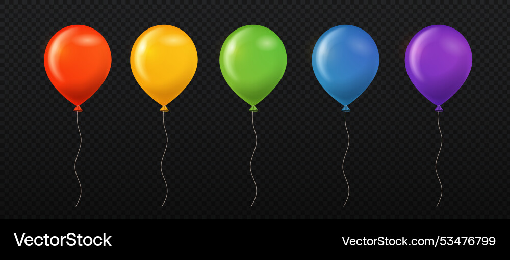 Realistische Ballons setzen rot gelb grün blau Vektorbild