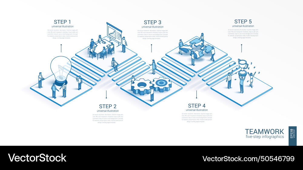 Teamwork Infographic Template - 3D Isometric Vector Image