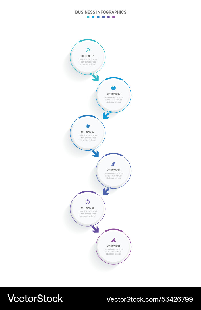Vertical progress bar featuring 6 arrow-shaped Vector Image
