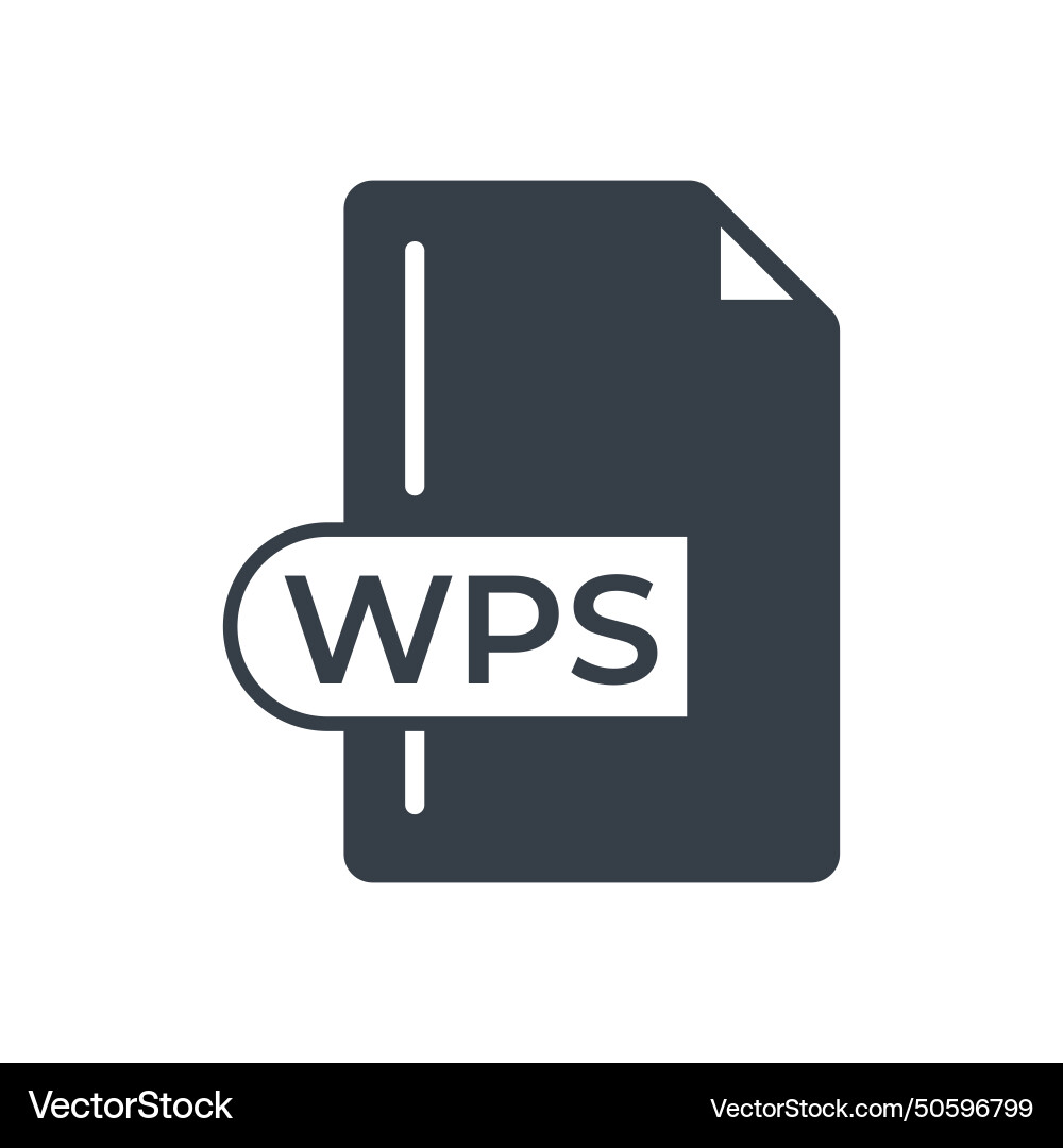 Wps file format icon extension filled Royalty Free Vector