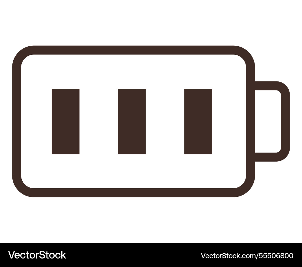 Battery icon with three charge bars representing Vector Image